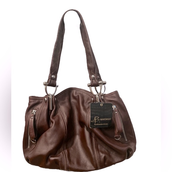 b. makowsky | Bags | Nwt B Makowsky Camille Shopper Bag In Brandy ...